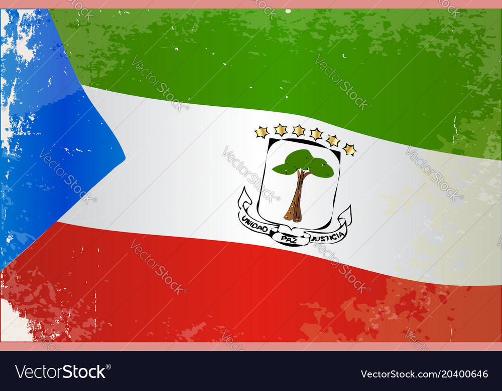 Equatorial guinea flag grunge Royalty Free Vector Image