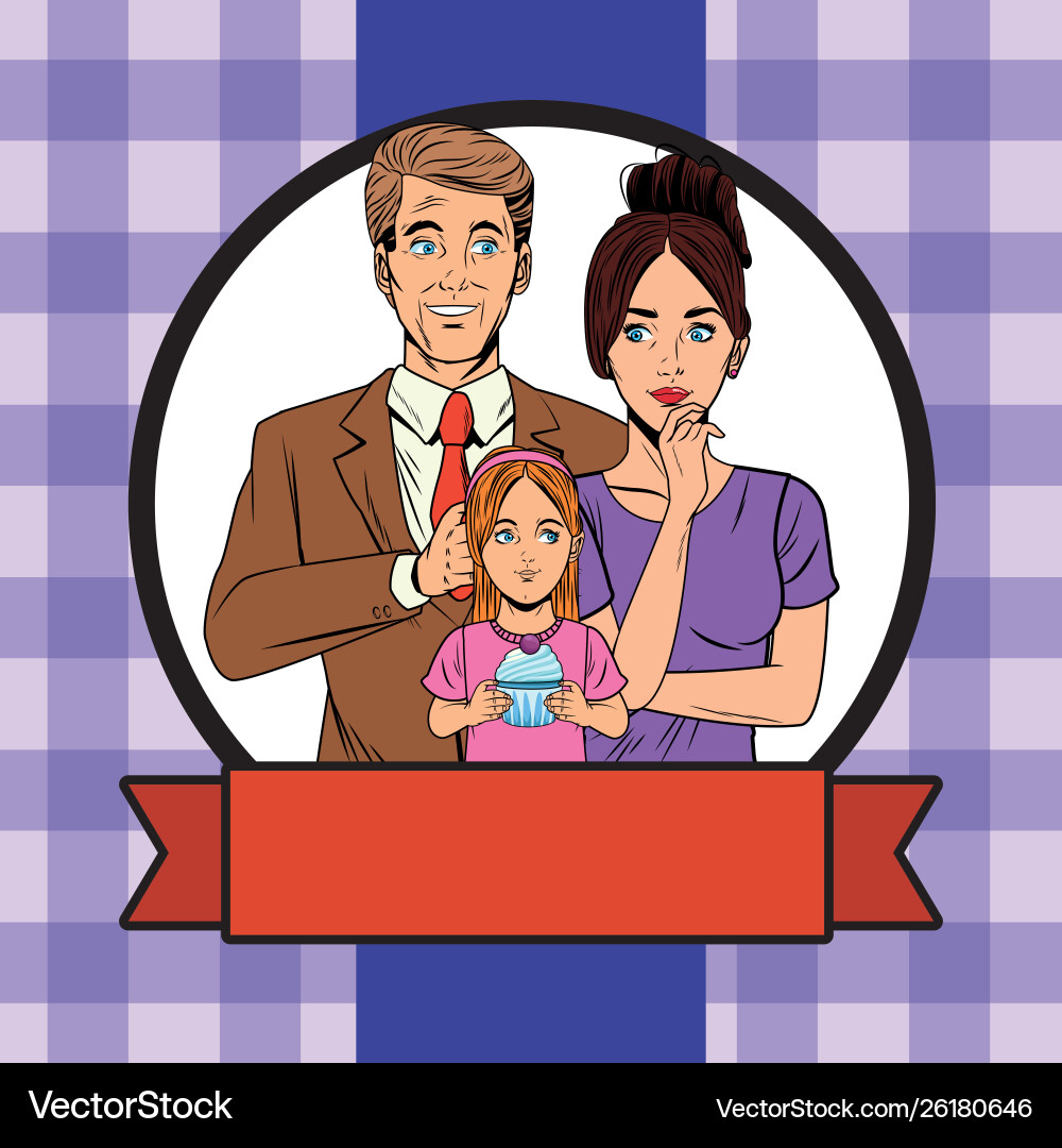 Family avatar with gift box Royalty Free Vector Image