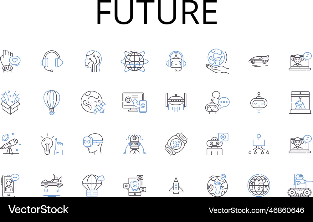 Future line icons collection destiny tomorrow Vector Image