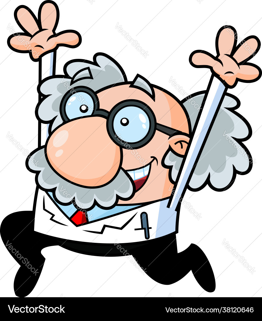 Happy science professor cartoon character Vector Image