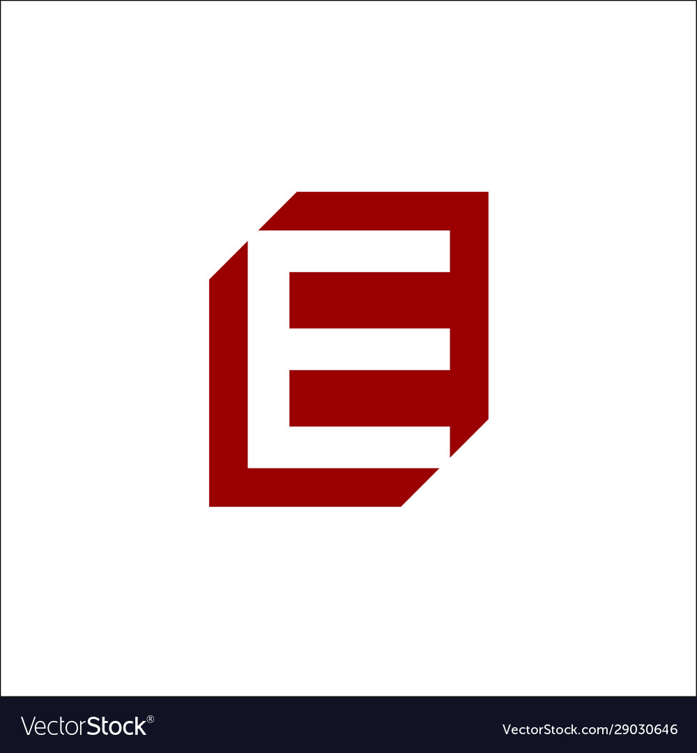 Initials e letter negative space logo Royalty Free Vector