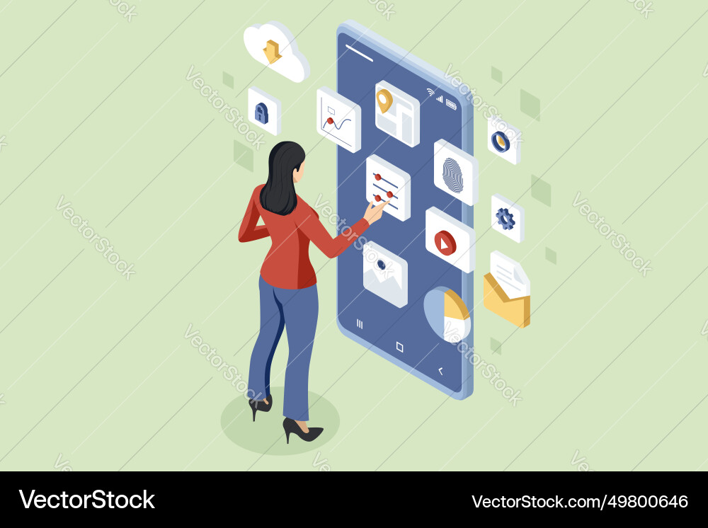 Isometric effective social media marketing Vector Image
