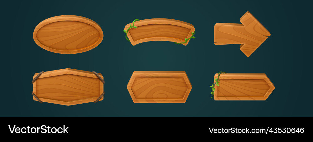 Old wooden signs banners set Royalty Free Vector Image