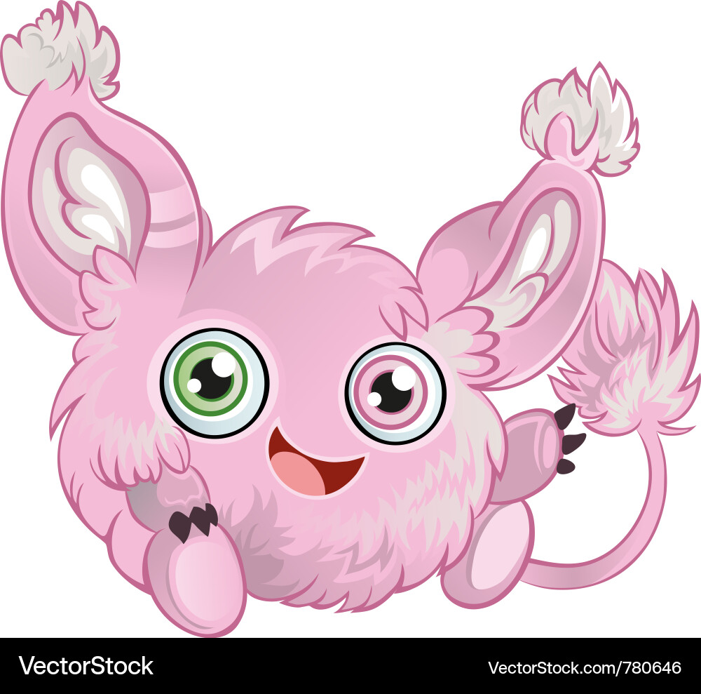 Pink fluffy little animal Royalty Free Vector Image