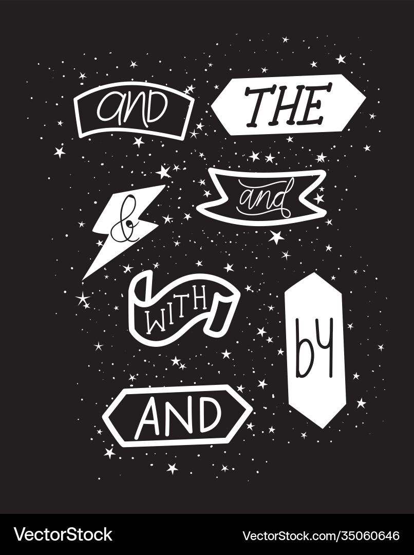 Set catchword in black background with stars Vector Image
