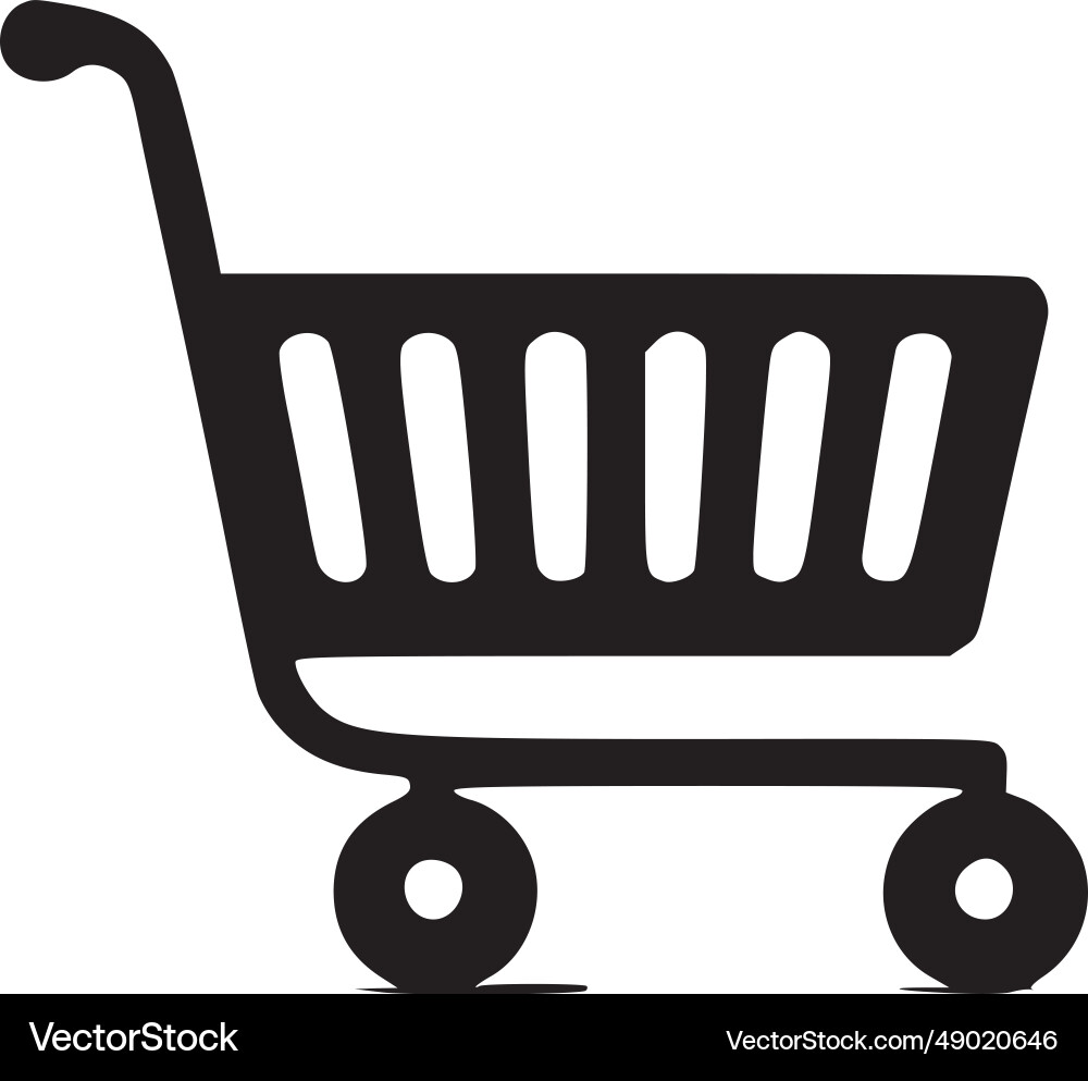 Shopping cart - black and white Royalty Free Vector Image