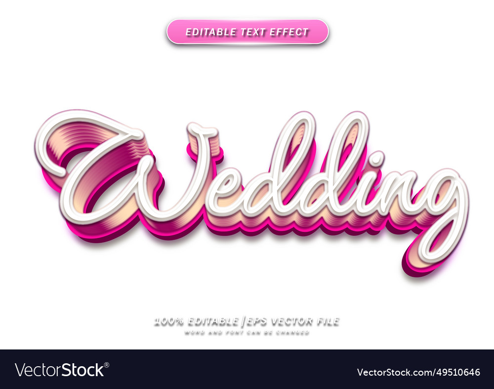 Wedding text style editable effect Royalty Free Vector Image