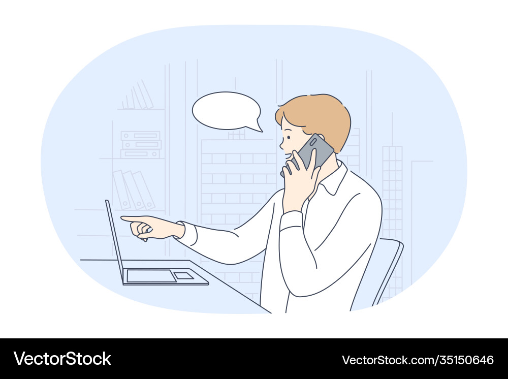 Working in office modern company worker online Vector Image