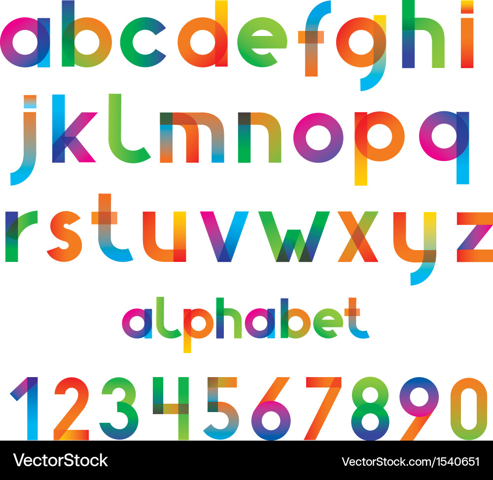 Colorful font and numbers Royalty Free Vector Image