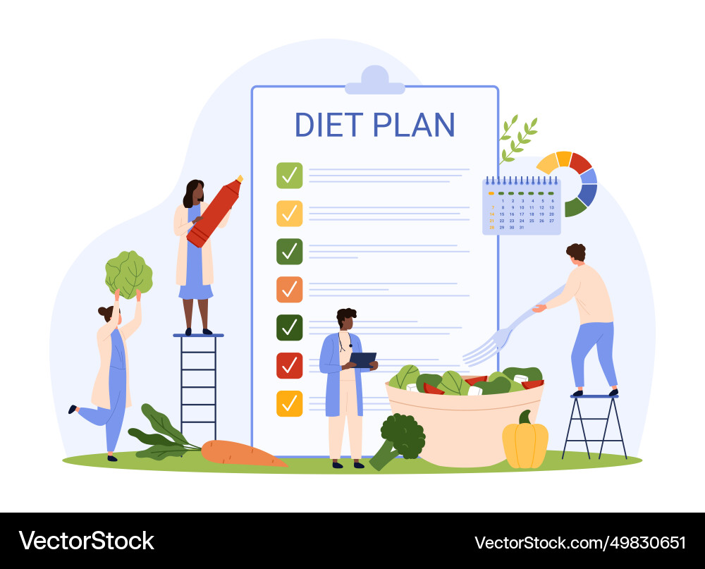 Diet plan mobile app food list and planner for Vector Image