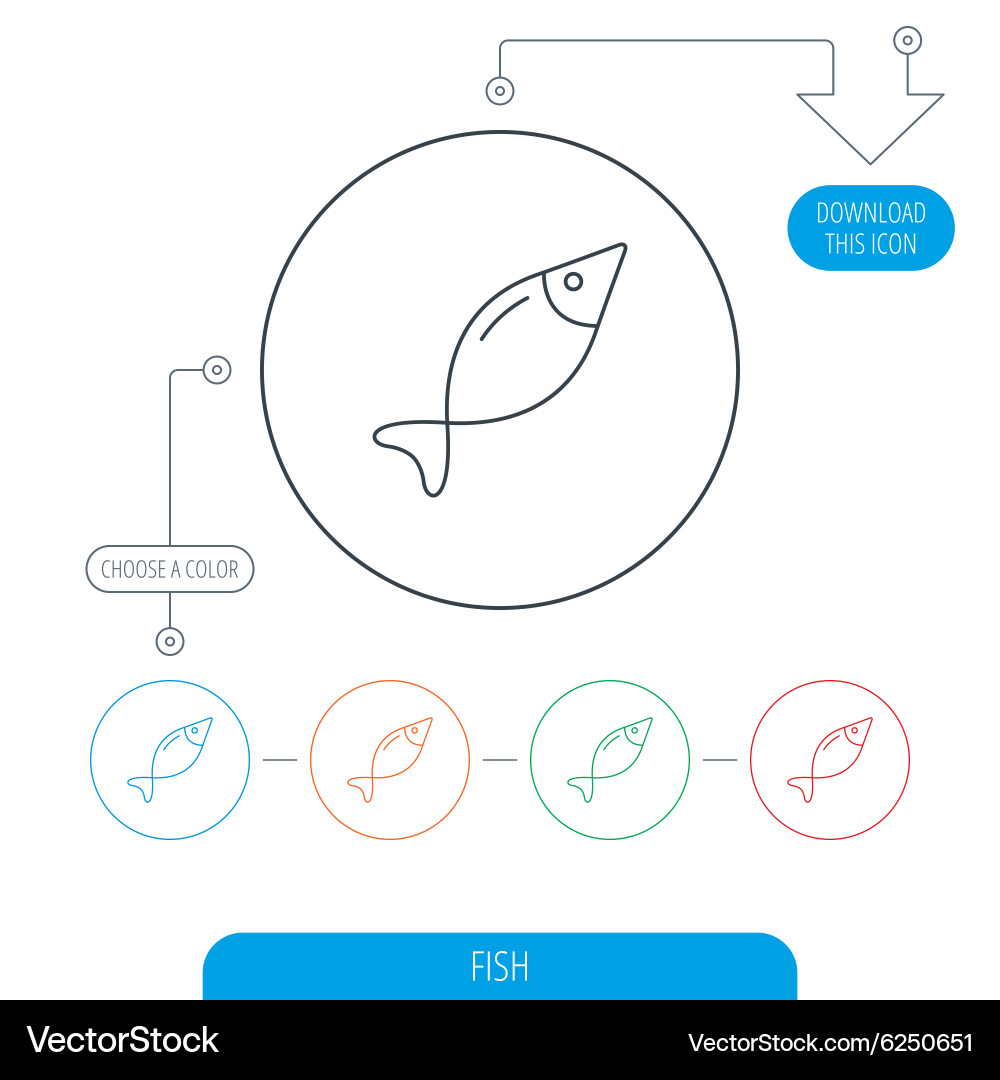 Fish icon fishing sign Royalty Free Vector Image
