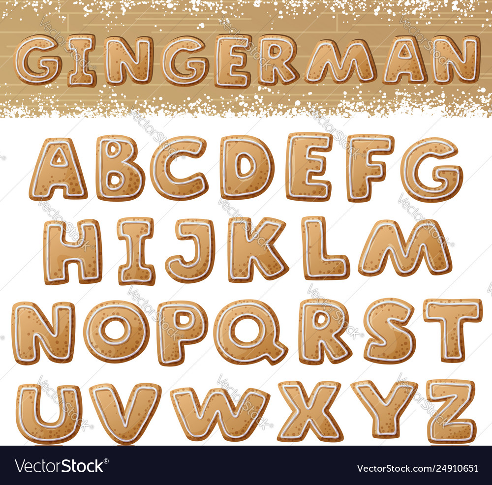Gingerbread alphabet isolated on white background Vector Image
