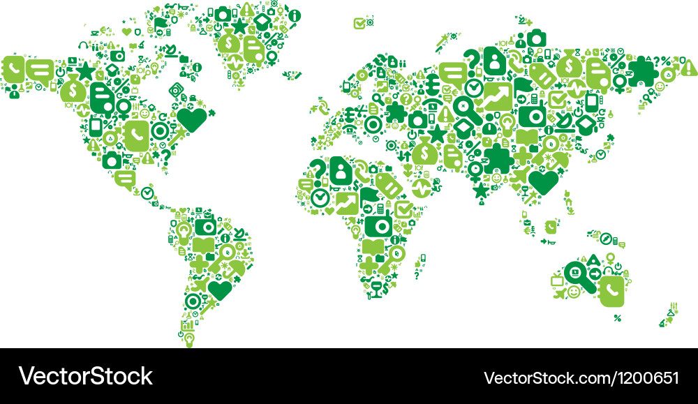 Green concept of world map Royalty Free Vector Image