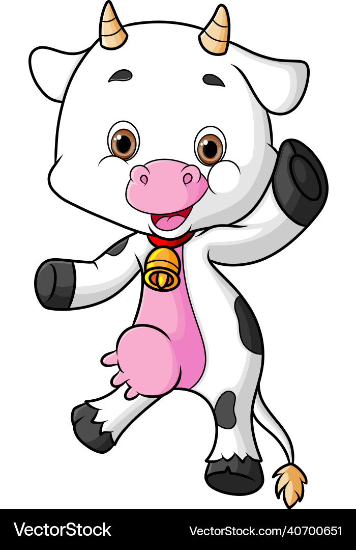 Happy cow is dancing with the good movement Vector Image