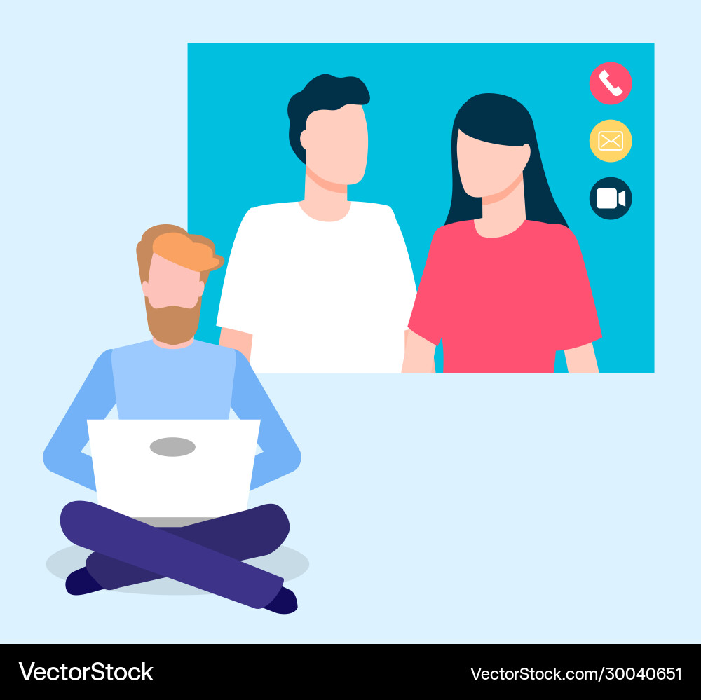 Men and woman have video call videoconference Vector Image