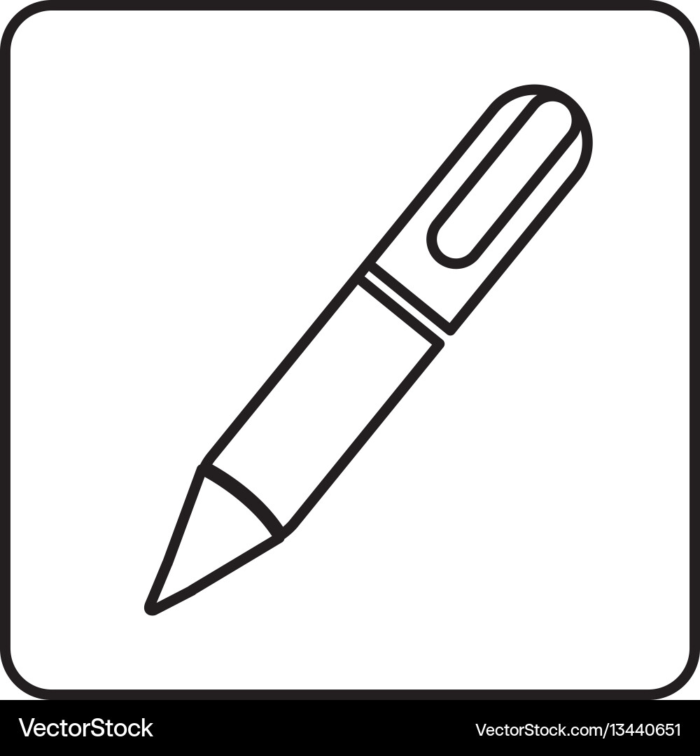 Monochrome contour square with pen icon Royalty Free Vector