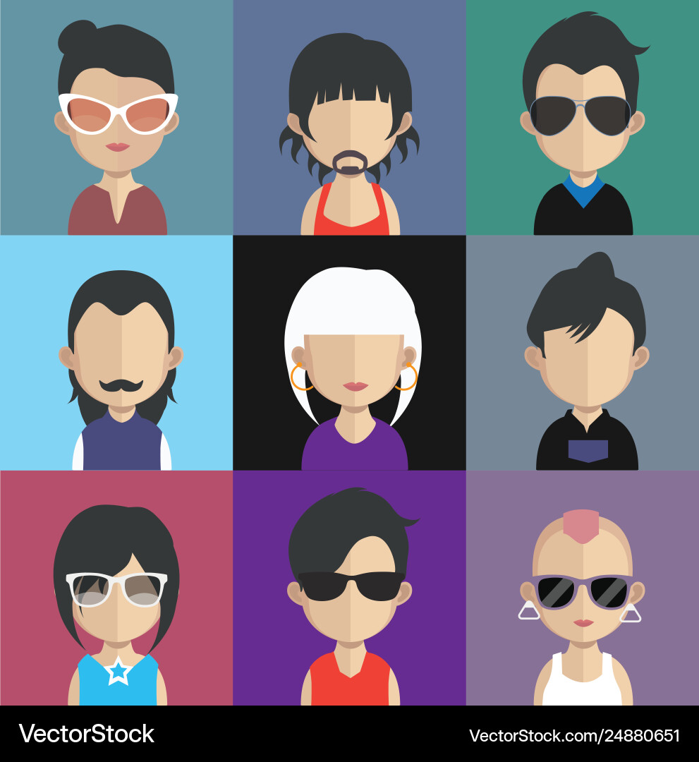 People avatars with colorful backgrounds Vector Image