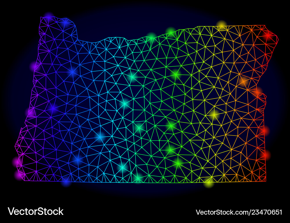 Polygonal 2d spectrum mesh map of oregon Vector Image