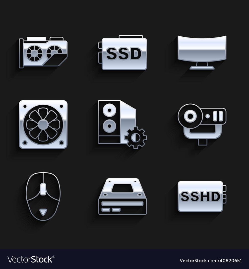Set Case Of Computer Optical Disc Drive Sshd Vector Image