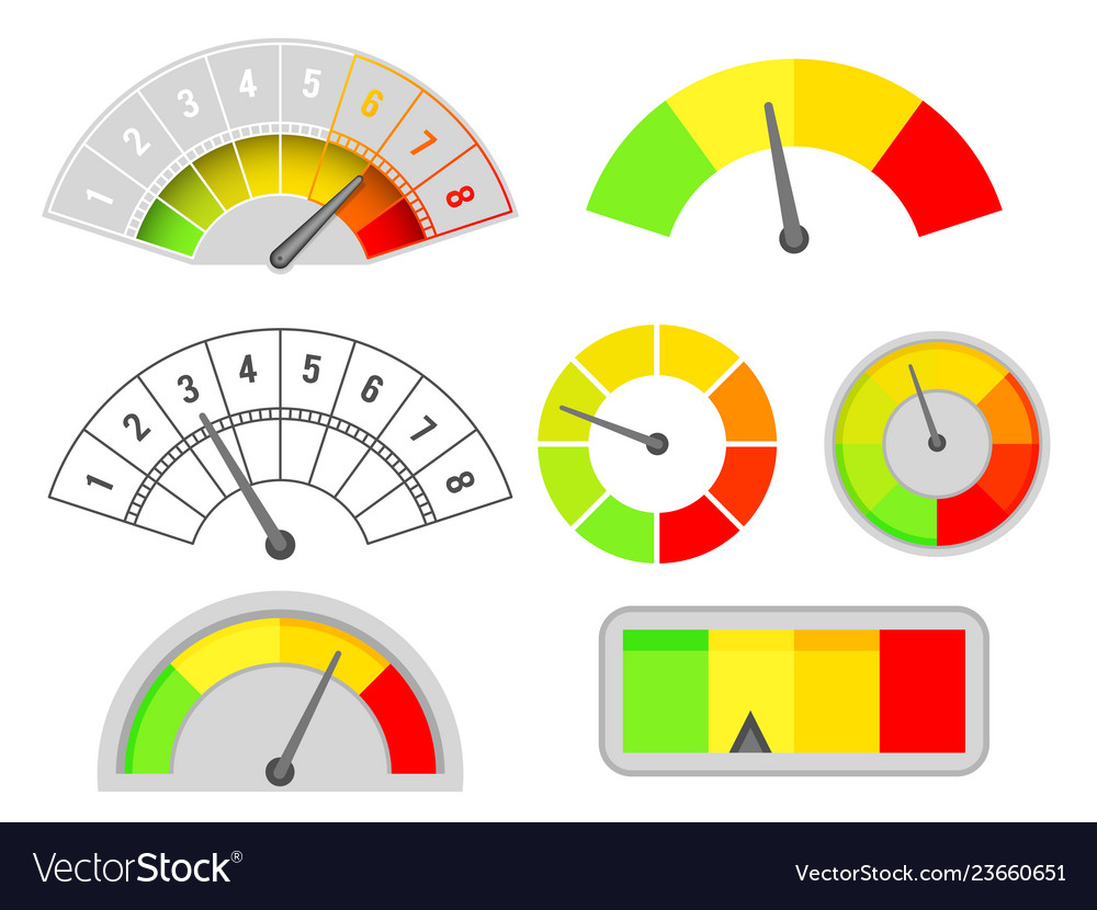 Speedometer speed indicators interface set Vector Image