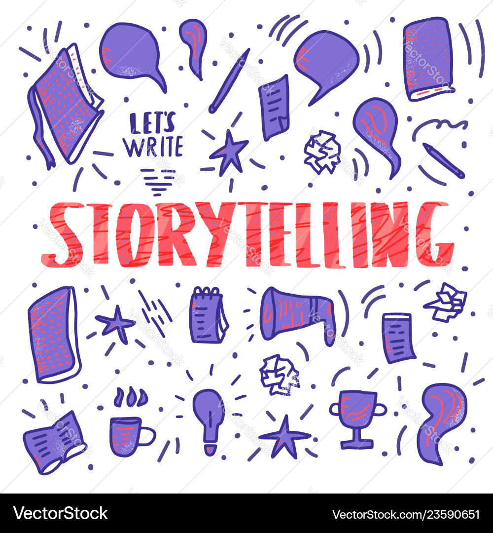 Storytelling handwritten lettering Royalty Free Vector Image