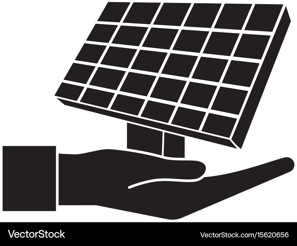 Contour hand with solar energy element to reuse Vector Image