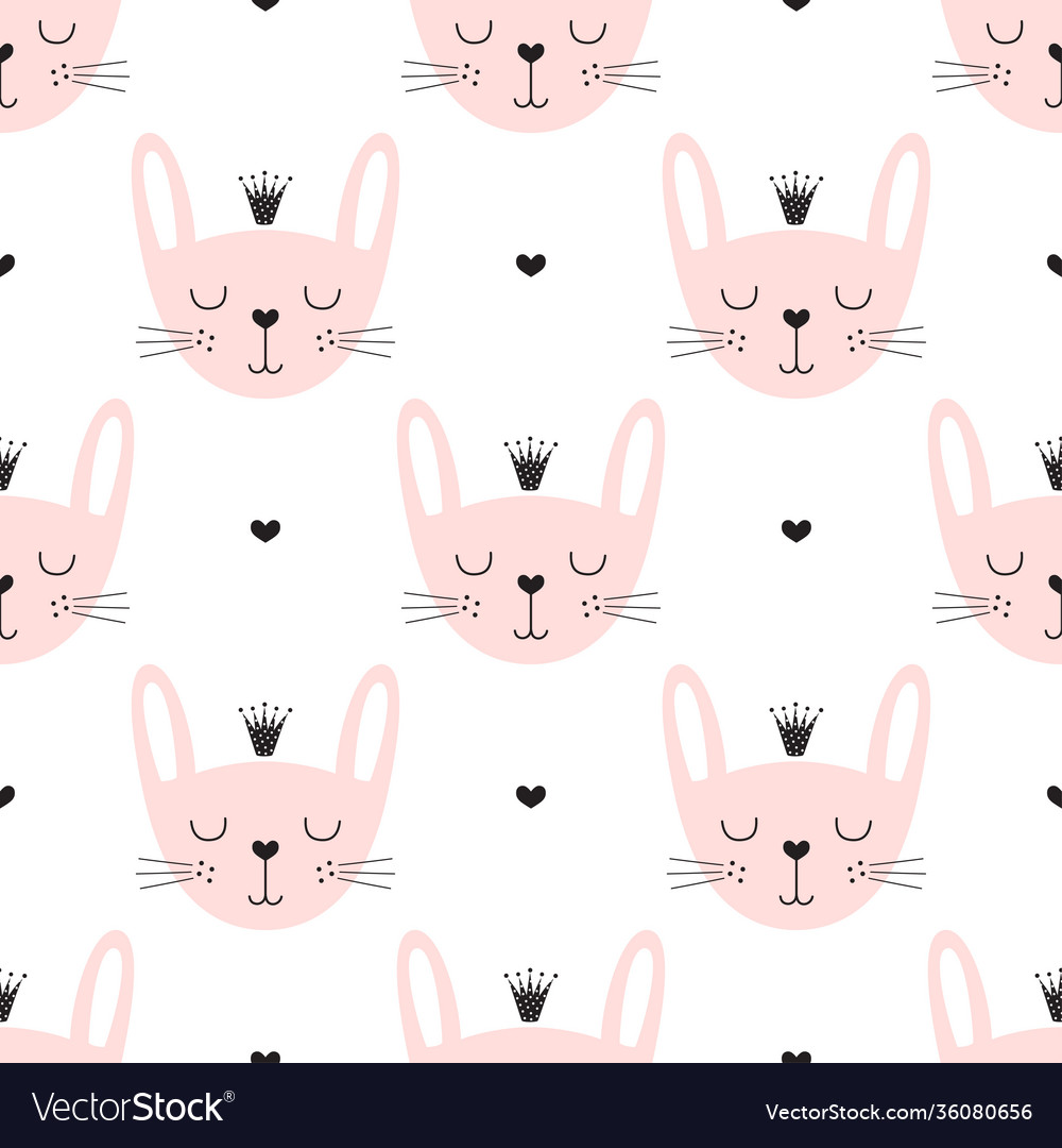 Cute seamless bunny princess pattern Royalty Free Vector