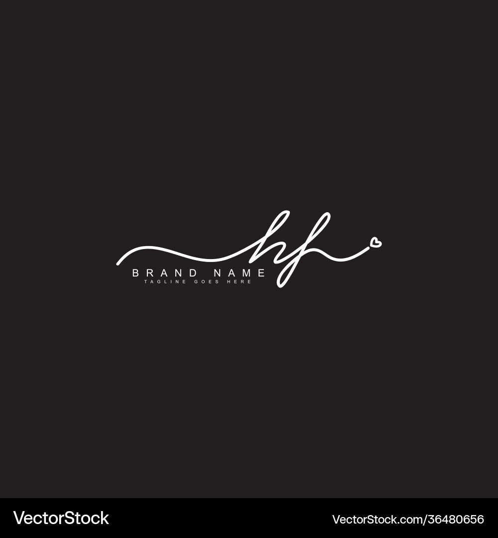 Hf initial letter logo - handwritten signature Vector Image