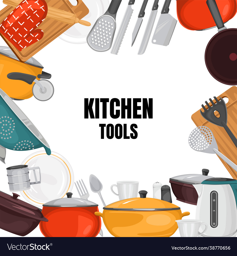 Kitchen tools frame composition Royalty Free Vector Image