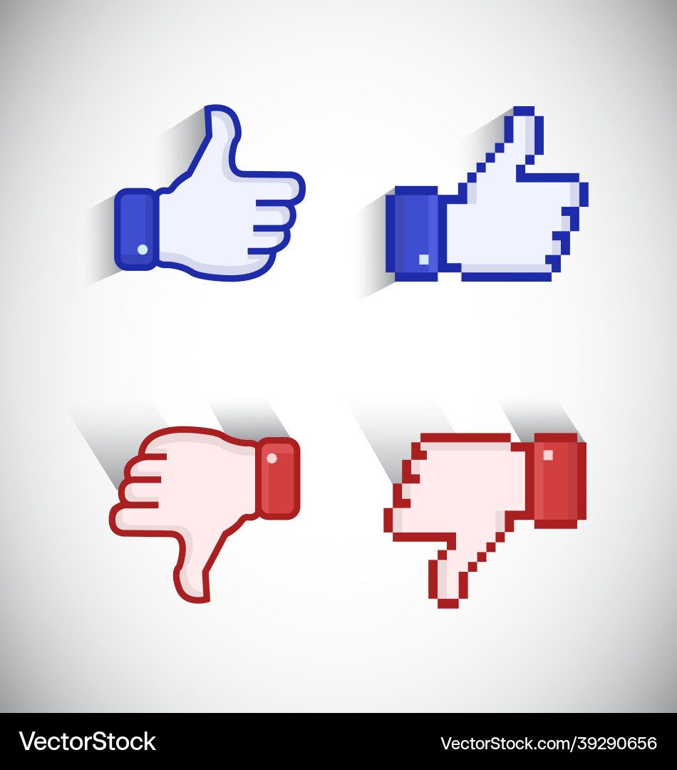 Like and dislike in blue and red Royalty Free Vector Image