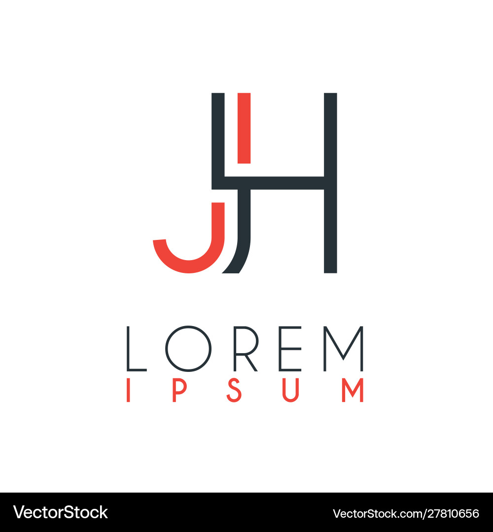 Logo between letter j and h or jh Royalty Free Vector Image