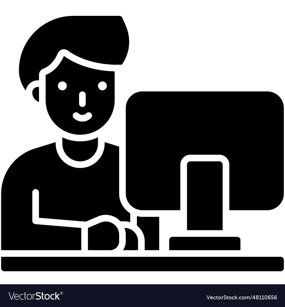Man using computrer icon an avatar Royalty Free Vector Image