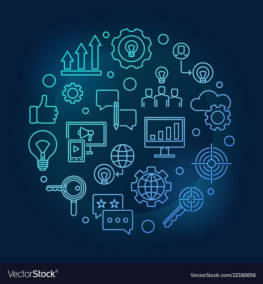 Marketing strategy outline blue circular Vector Image