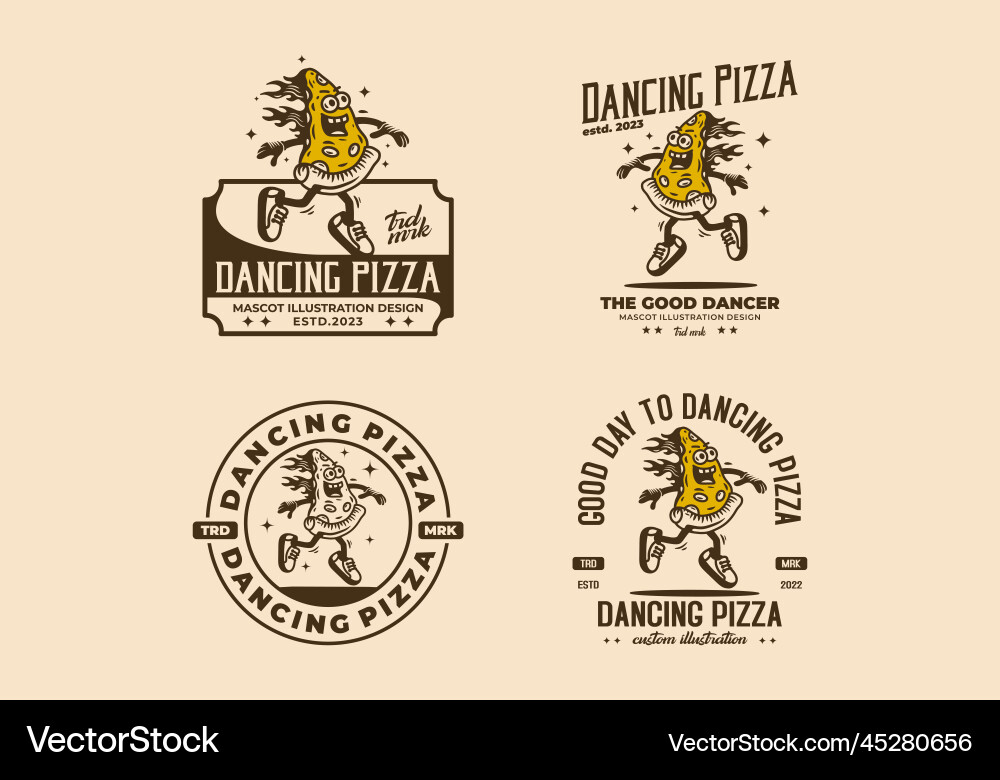 Mascot design of dancing pizza Royalty Free Vector Image