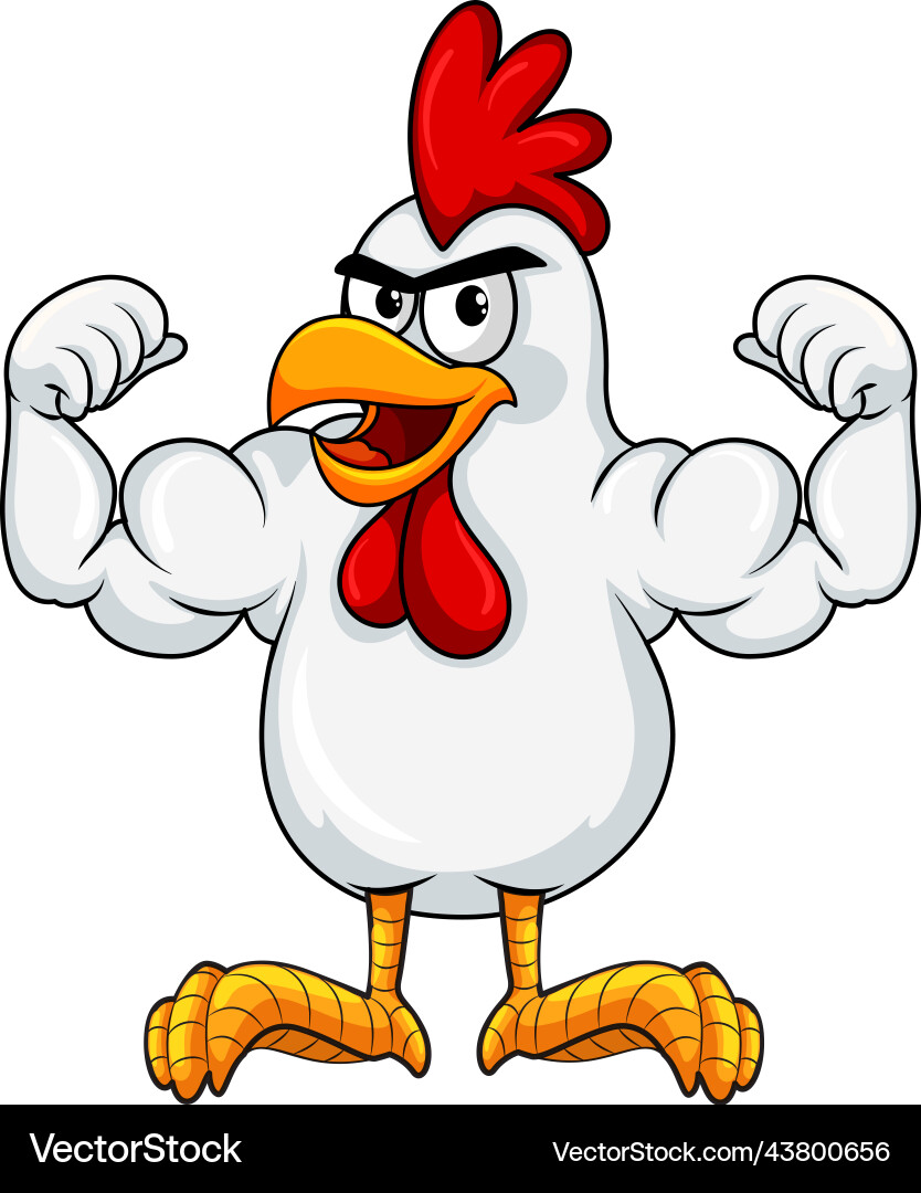 Muscular rooster cartoon character Royalty Free Vector Image