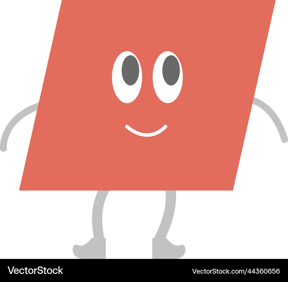 Parallelogram cartoon geometric shape for kids Vector Image