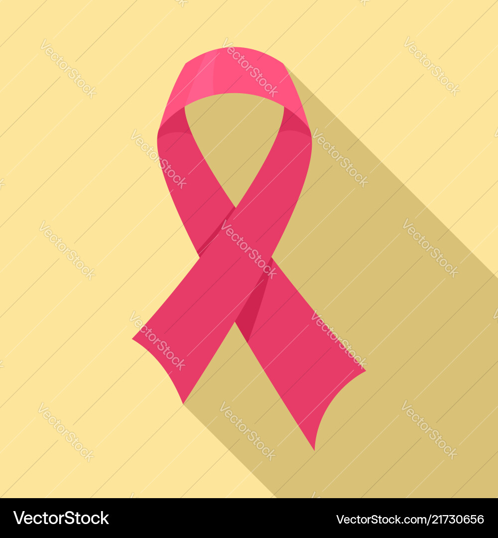Pink cancer ribbon icon flat style Royalty Free Vector Image