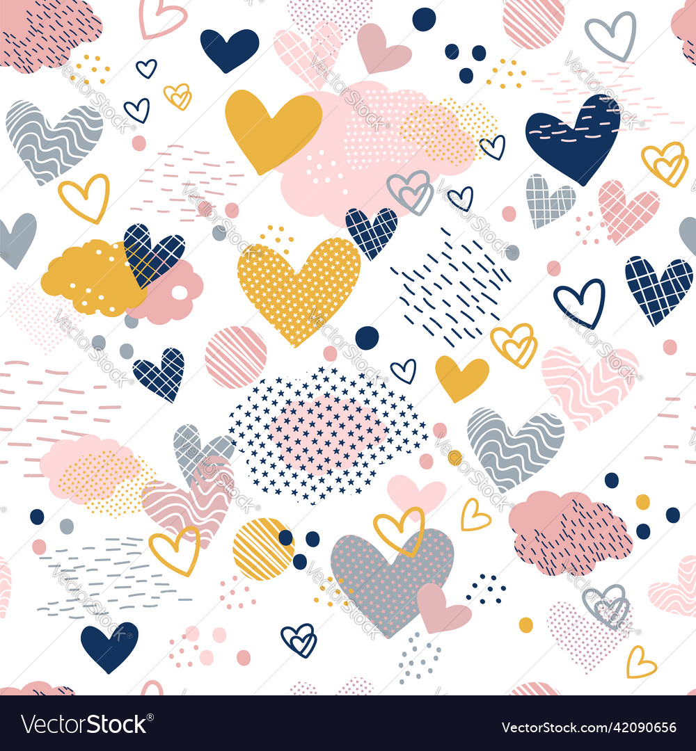 Seamless pattern hearts in trendy colors Vector Image
