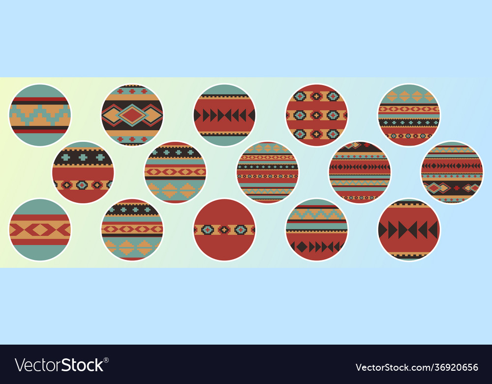 Set round design elements boho ethnic Royalty Free Vector