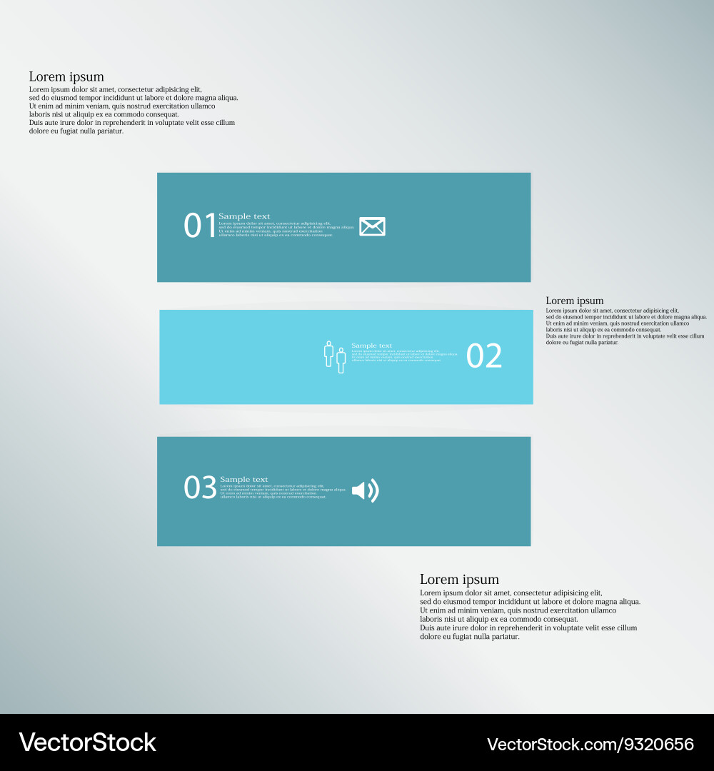 Square horizontaly divided to three blue parts on Vector Image