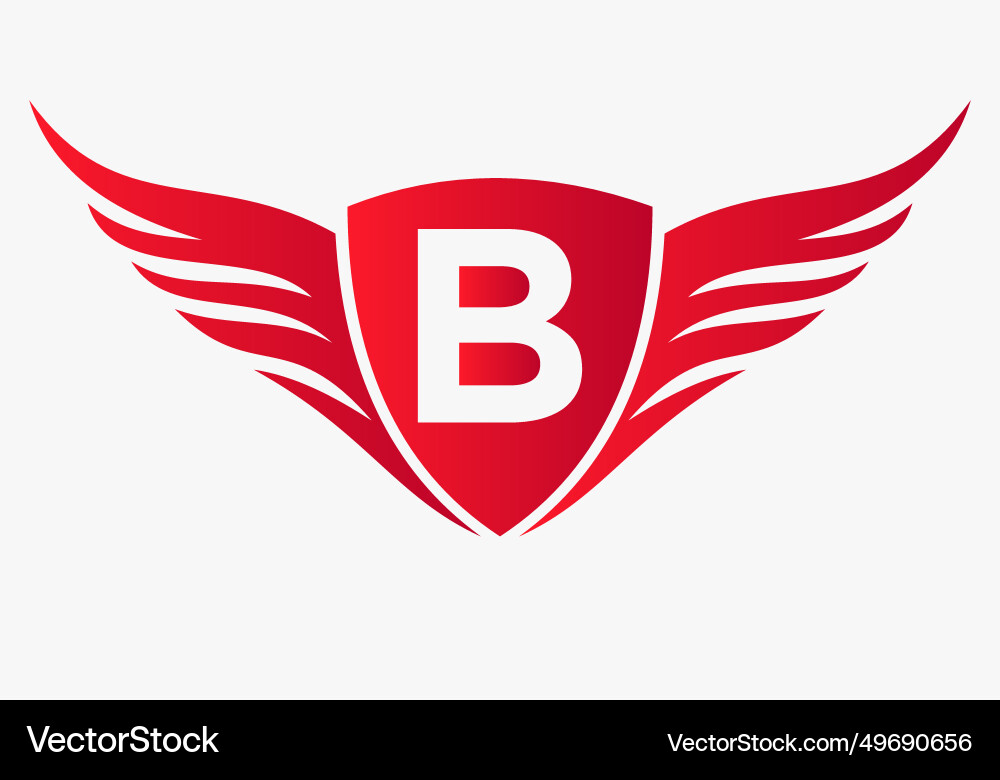Wing logo on letter b for transportation symbol Vector Image