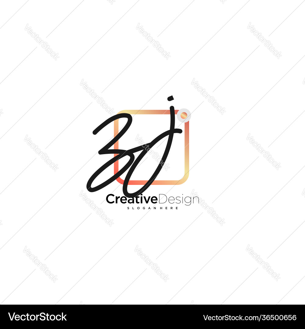Zj initial letter handwriting logo art hand drawn Vector Image