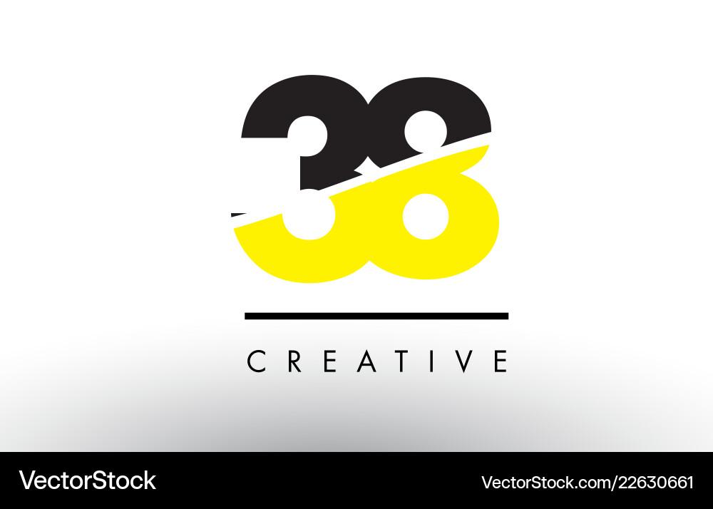 38 black and yellow number logo design Royalty Free Vector