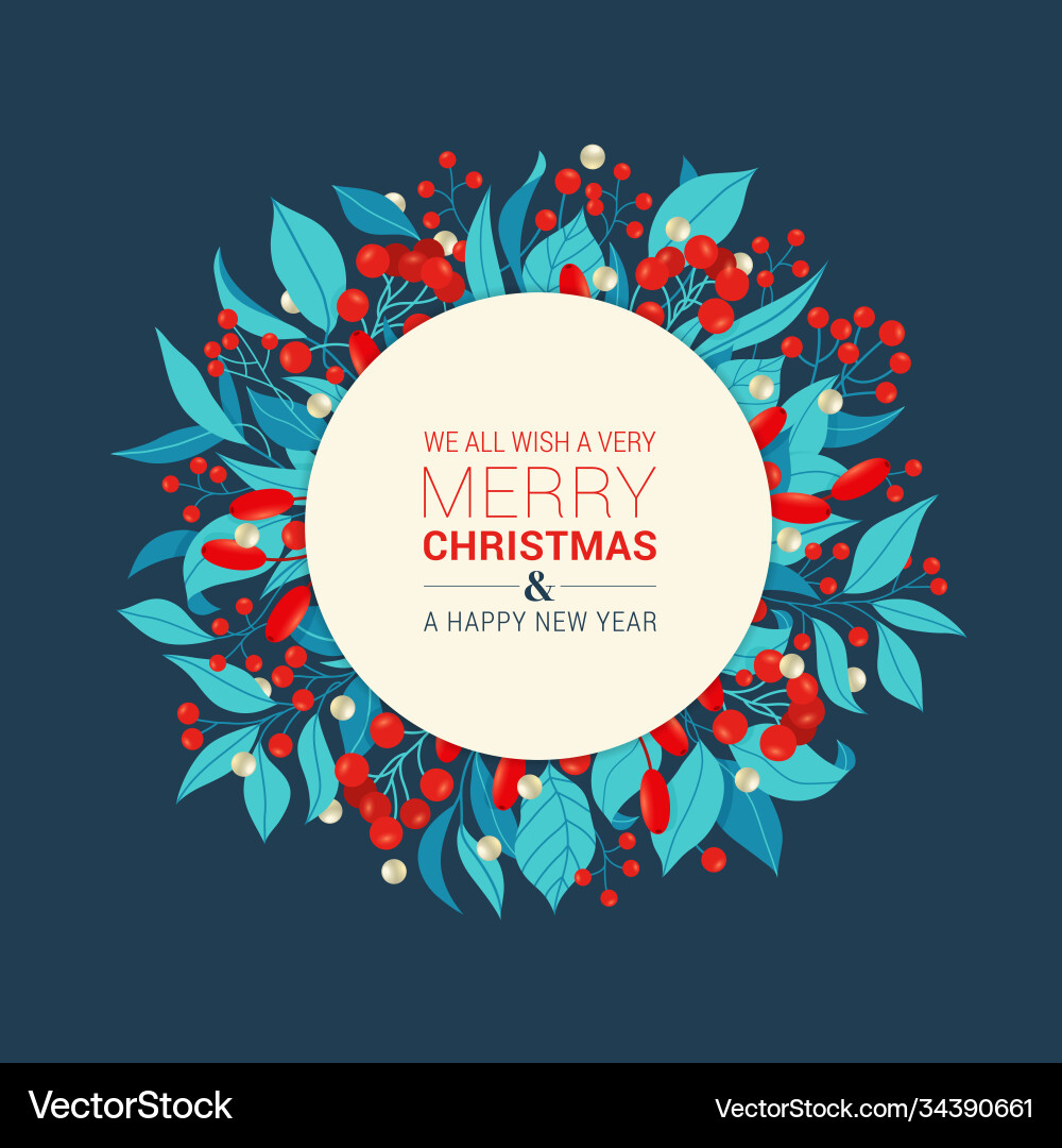 A round shaped christmas frame made with fir Vector Image