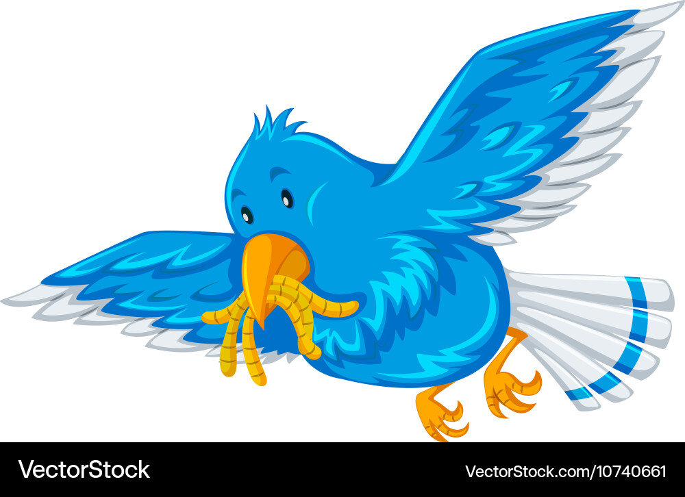 Blue bird with worms in its mouth Royalty Free Vector Image