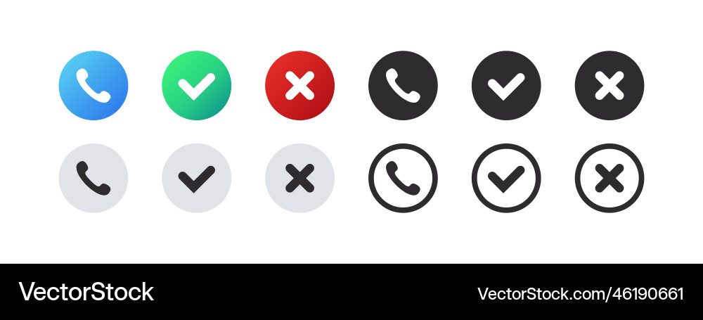 Call icons phone accept and decline Royalty Free Vector