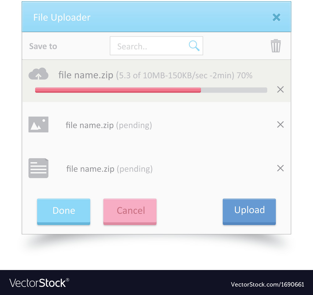Cloud file uploader Royalty Free Vector Image - VectorStock