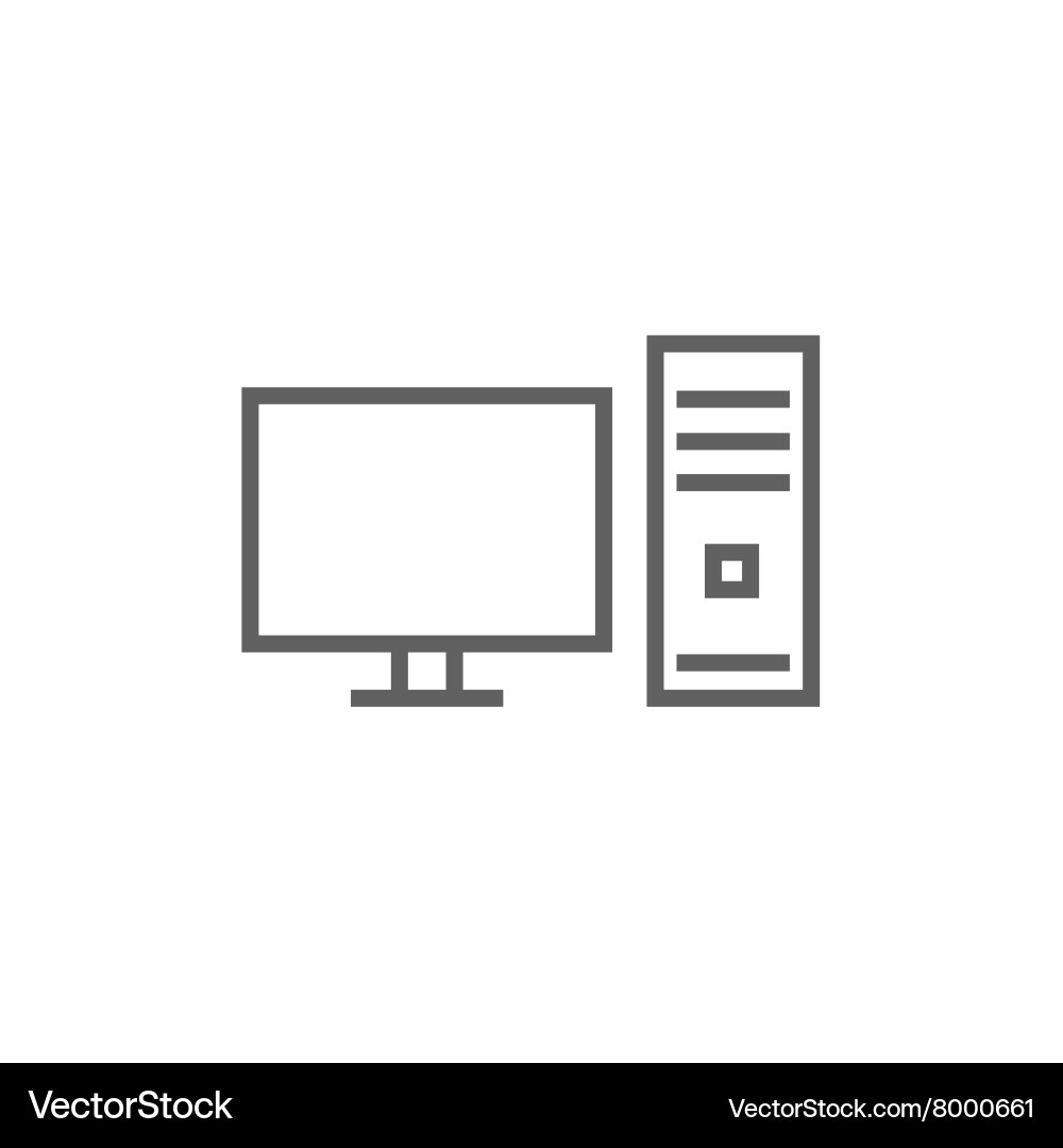 Cpu and monitor line icon Royalty Free Vector Image