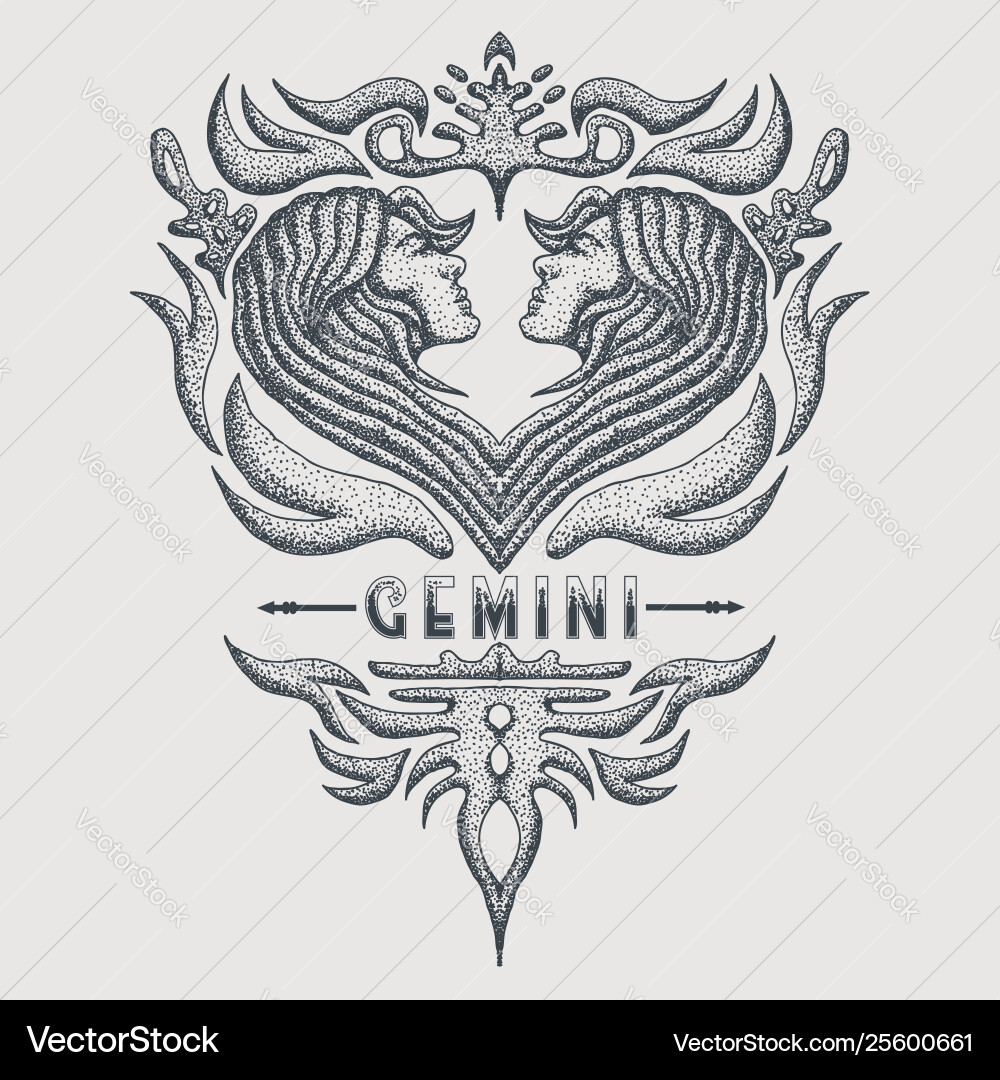 Gemini zodiac vintage Royalty Free Vector Image