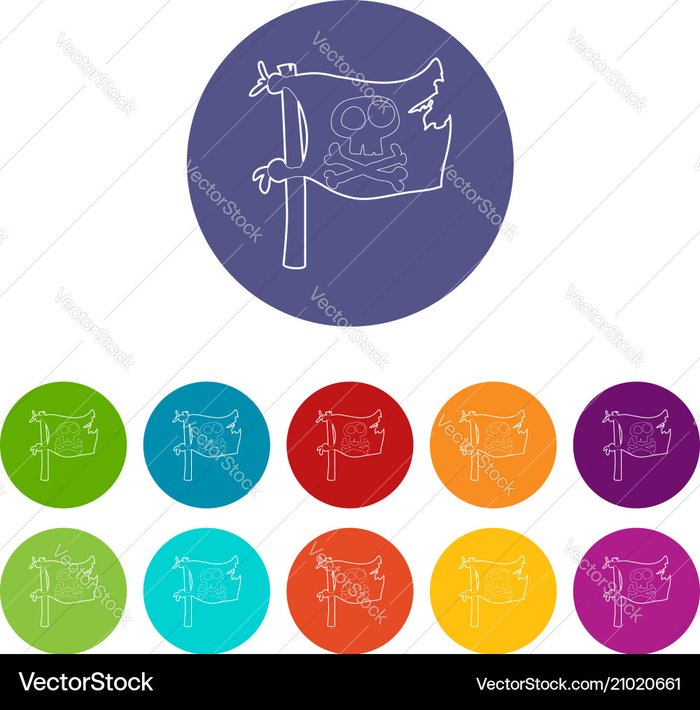 Jolly roger icons set color Royalty Free Vector Image